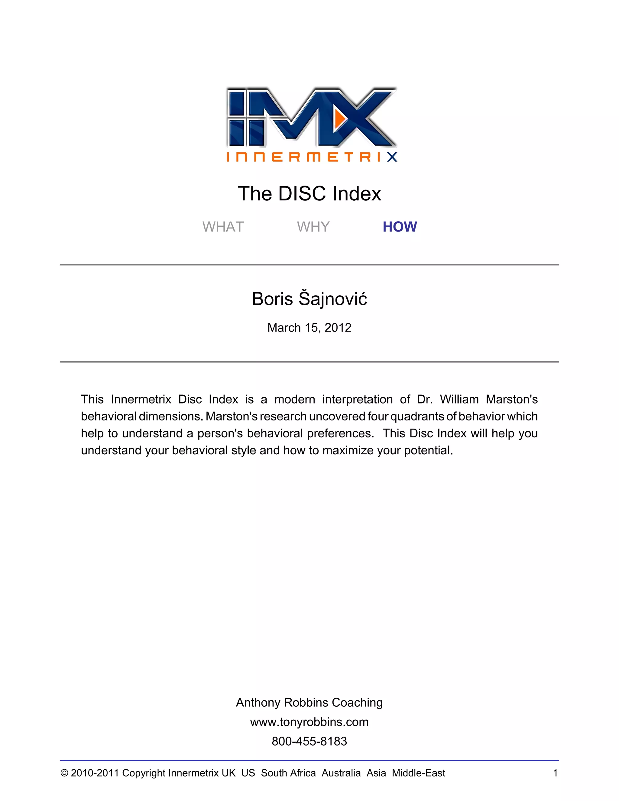DISC - Boris Sajnovic | PDF
