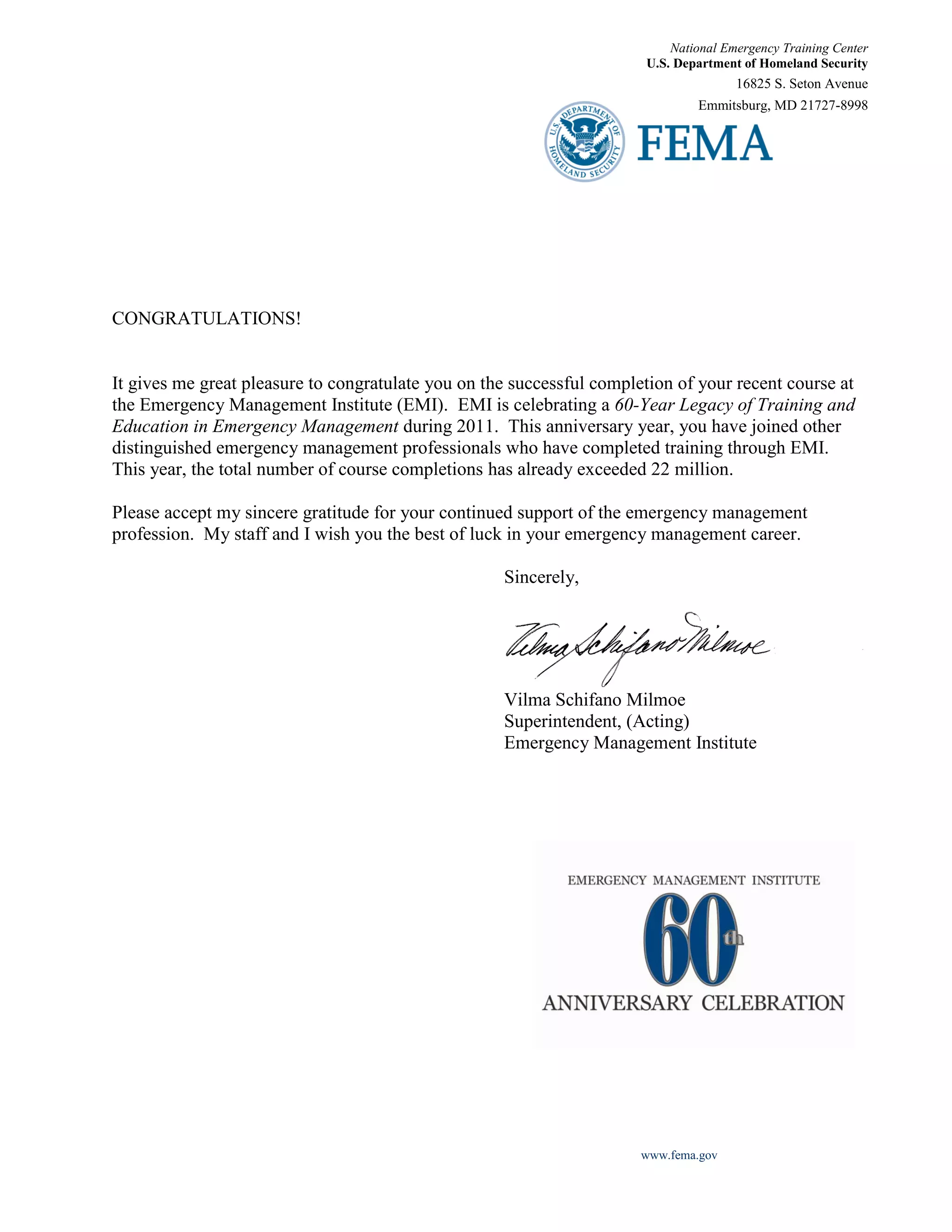 FEMA Certificate of Achievemet | PPT