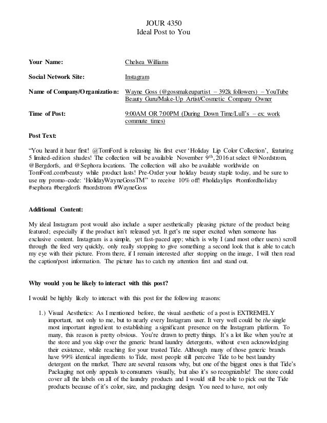 Social Media Diary Analysis ChelseaWilliams Social Media Diary Analysis ChelseaWilliams