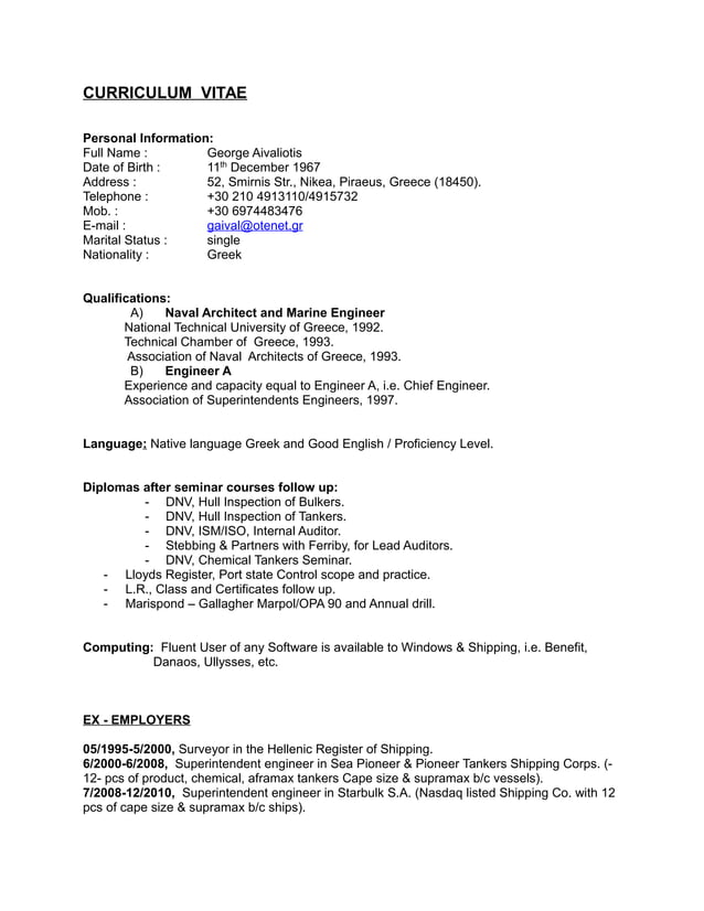 CURRICULUM VITAE TM of AIVALIOTIS GEORGE | ODT | Sailing | Sports
