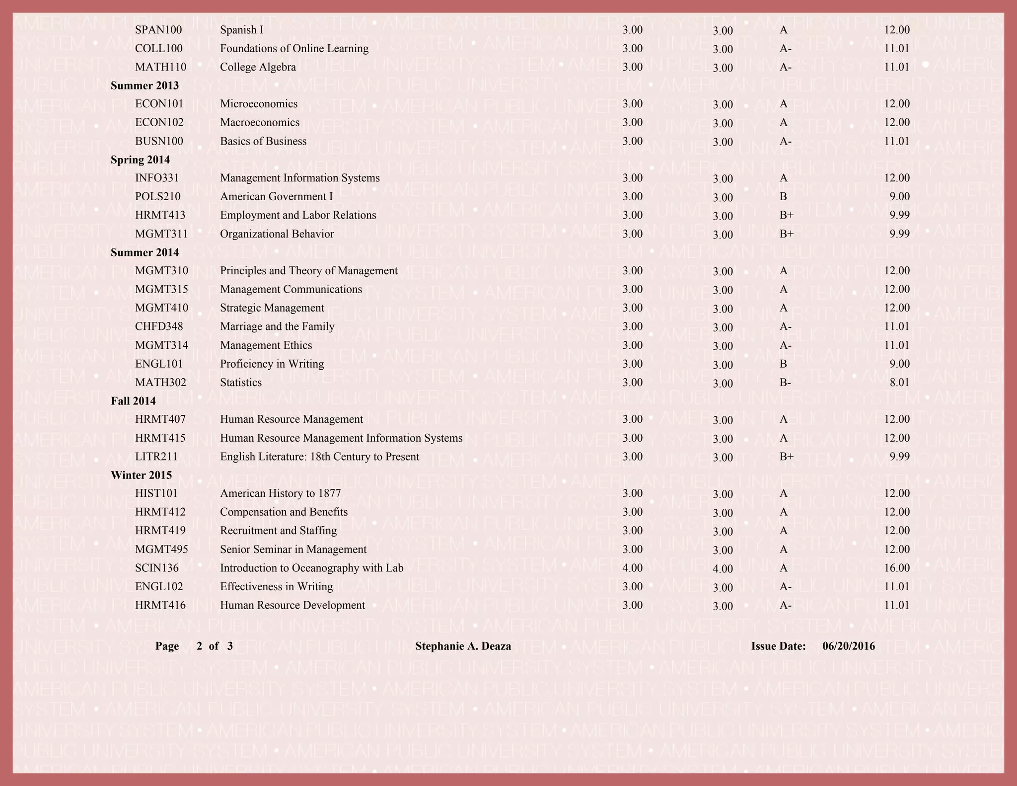 BachelorsGraduateOfficialeTranscript | PDF