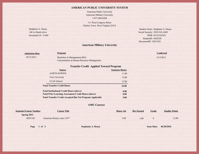 BachelorsGraduateOfficialeTranscript | PPT