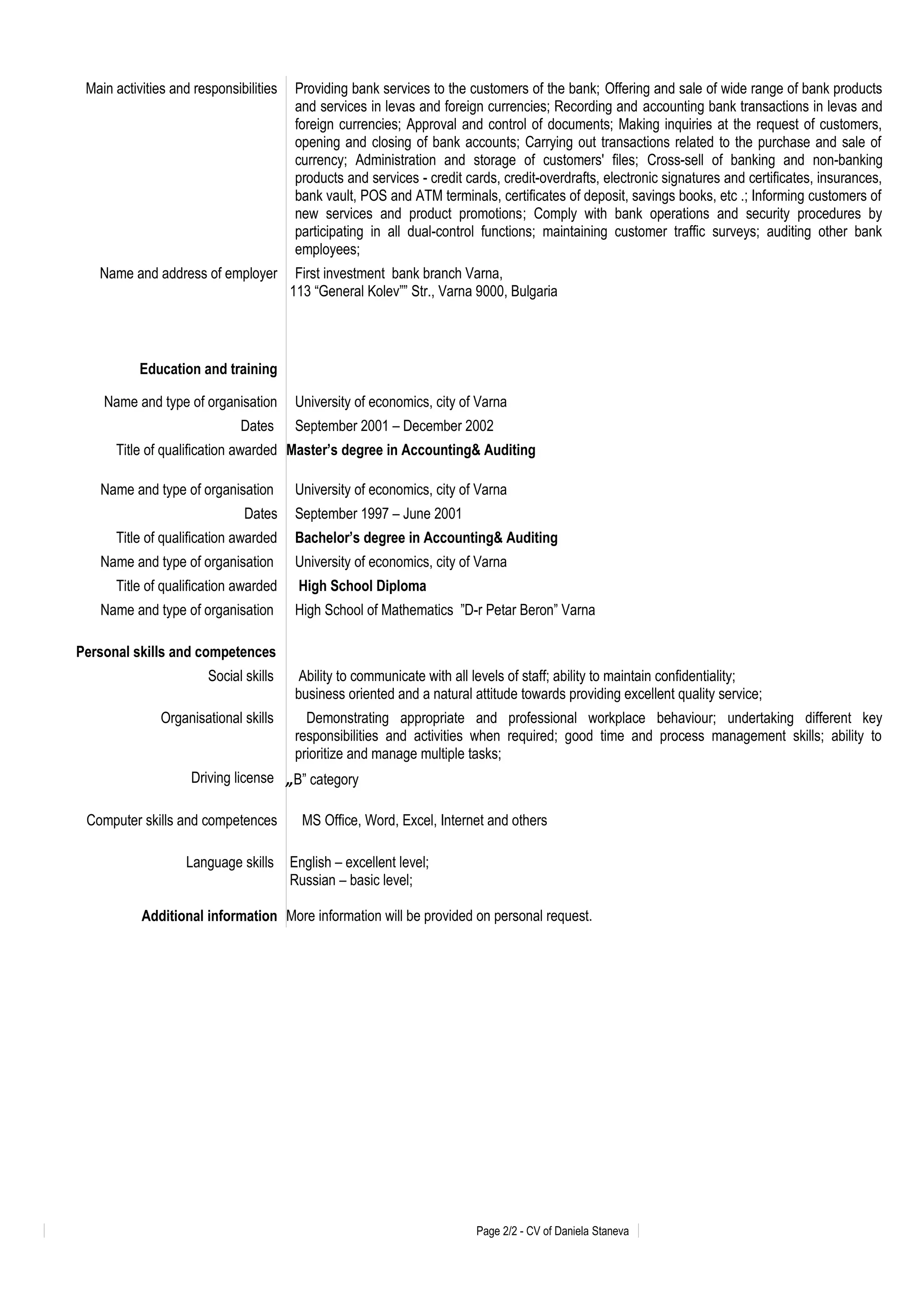 CV Daniela Staneva eng | DOC