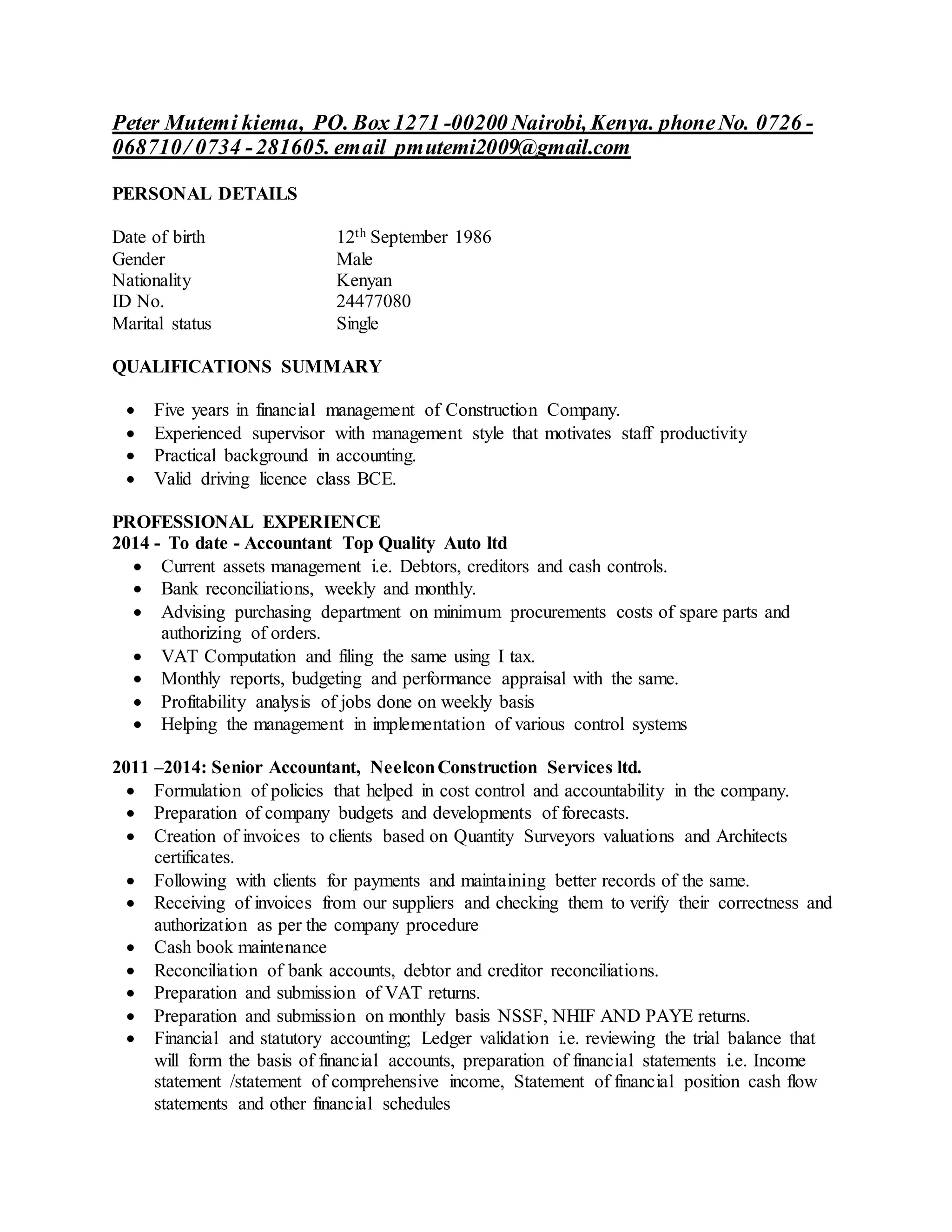 PETER MUTEMI UPDATED RESUME | DOCX