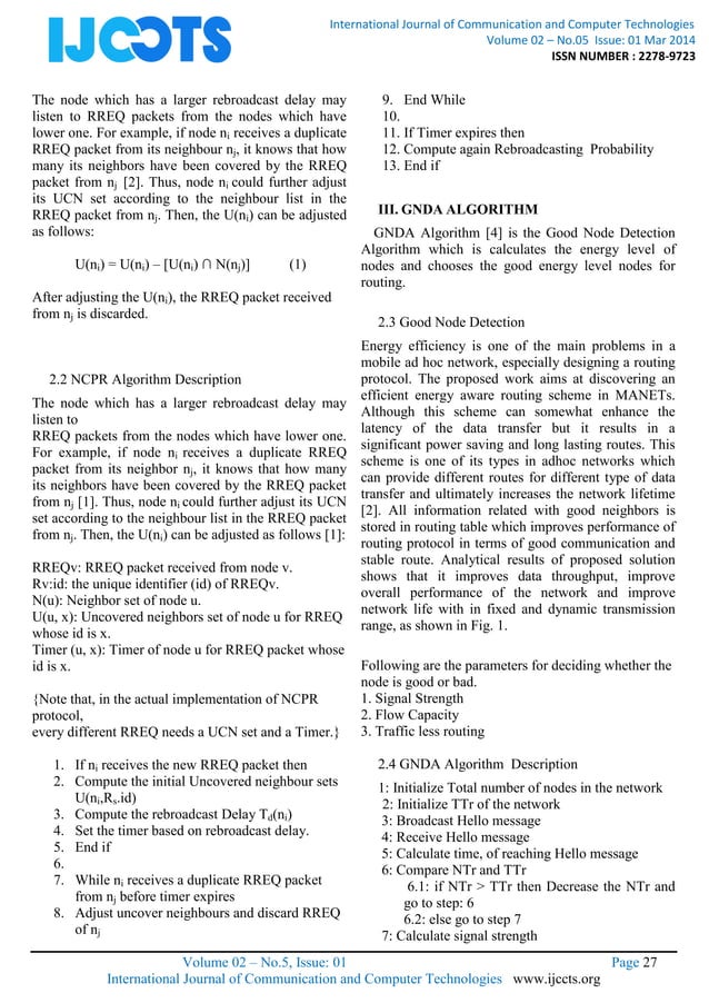 An Energy Efficient Routing Protocol Using NCPR and GNDA Algorithms | PDF