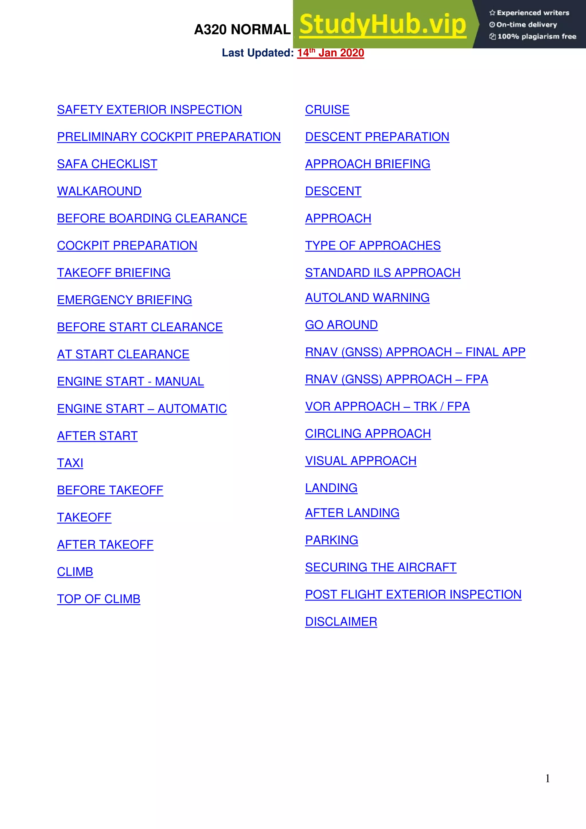 A320 NORMAL PROCEDURES | PDF
