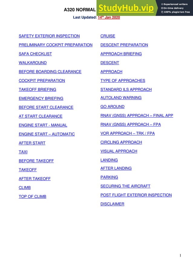 A320 NORMAL PROCEDURES | PDF