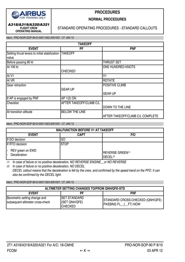 A320 Simulator Training procedure Notes for | PDF