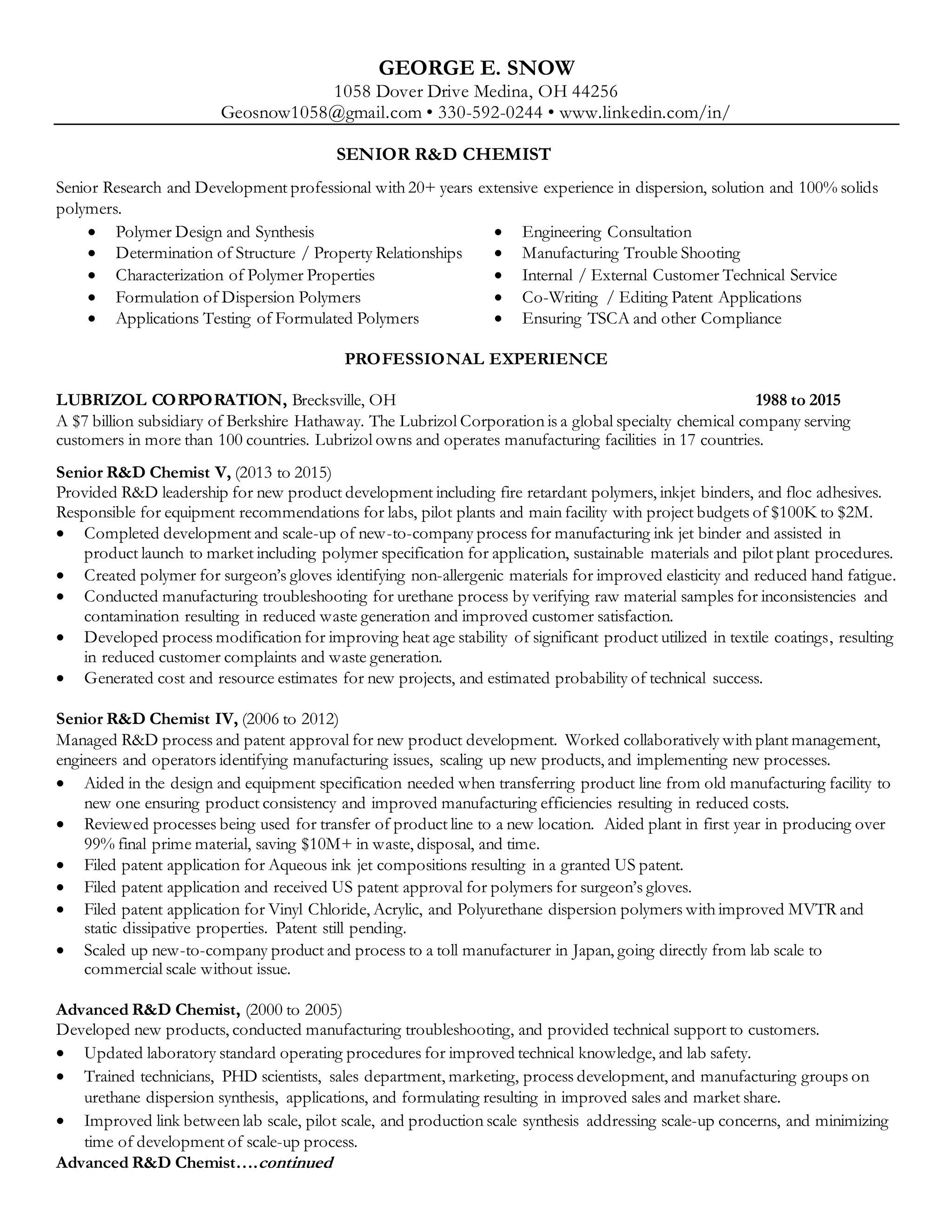 Snow George Resume finalized 1-12-16 | PDF