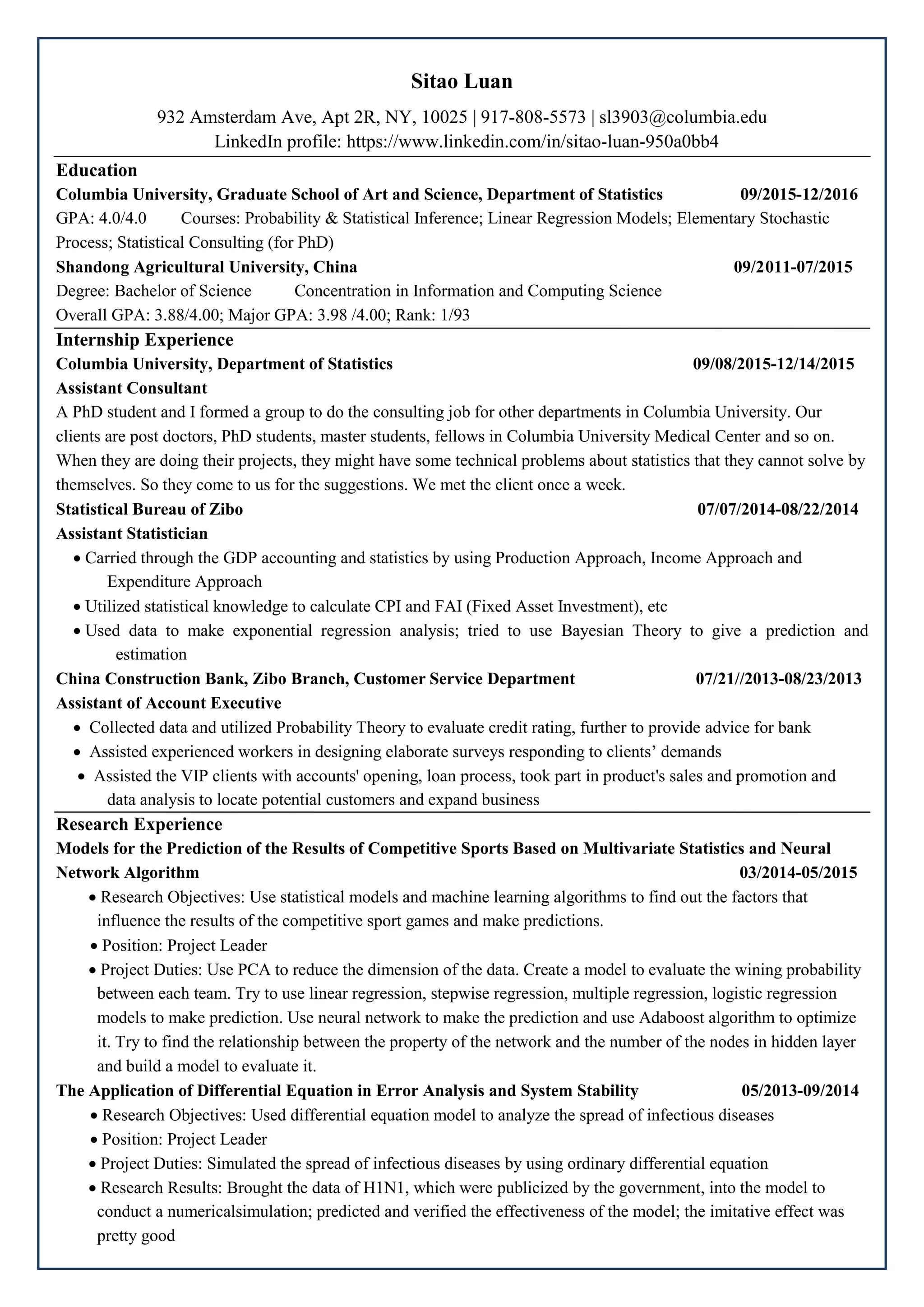 Resume-Luan Sitao | PDF