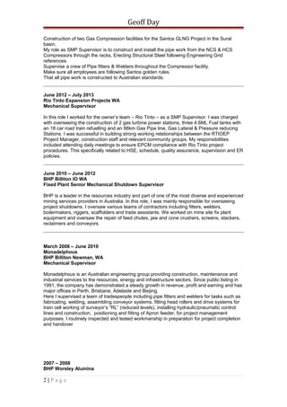 Geoff Day Mechanical CV | PDF
