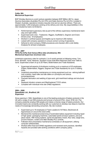 Geoff Day Mechanical CV | PDF