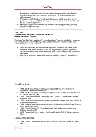 Geoff Day Mechanical CV | PDF
