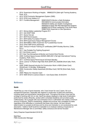 Geoff Day Mechanical CV | PDF