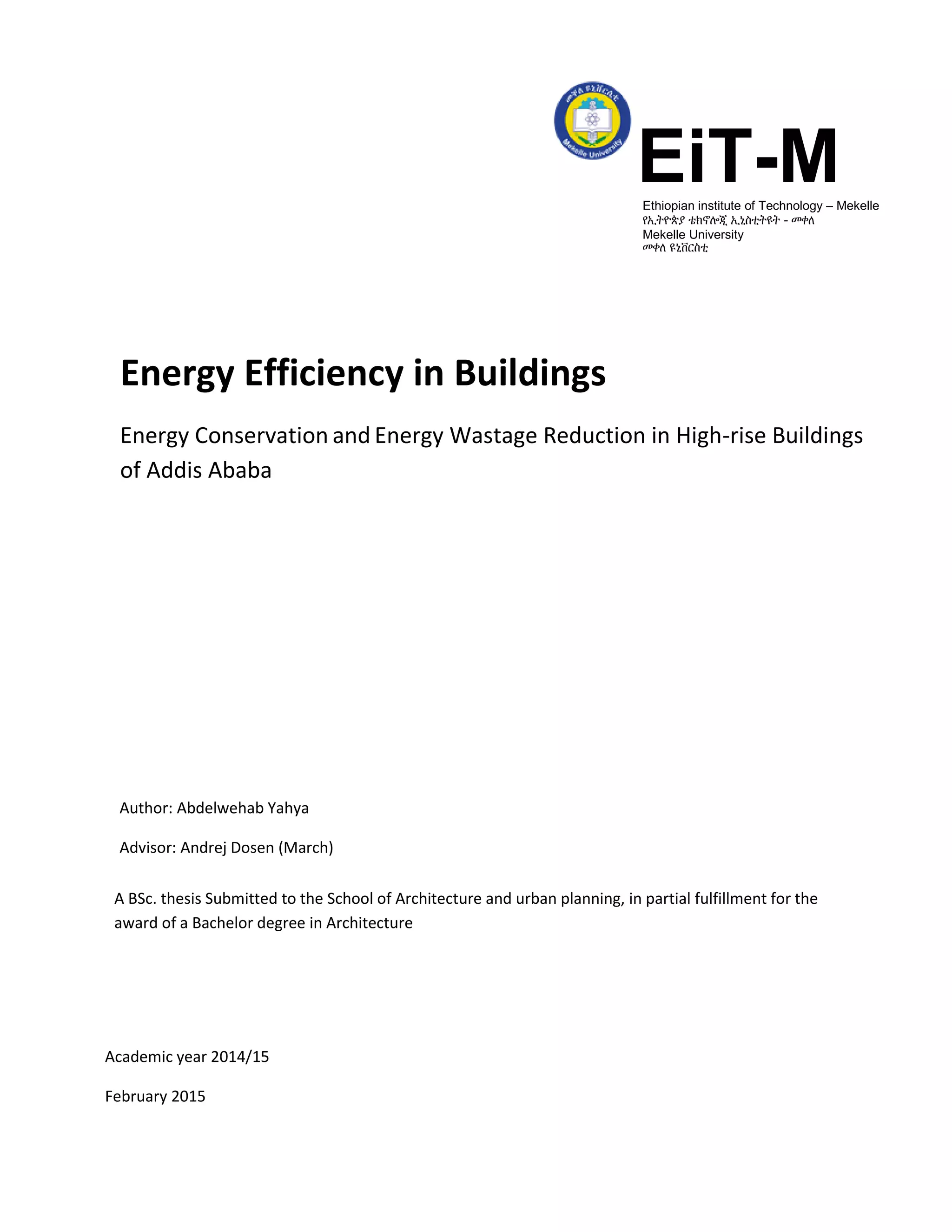 Thesis on building energy by abdelwehab yehya Bsc. in architecture | PDF