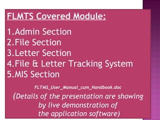 FILE & LETTER TRACKING AND MANAGEMENT SYSTEM | PPT