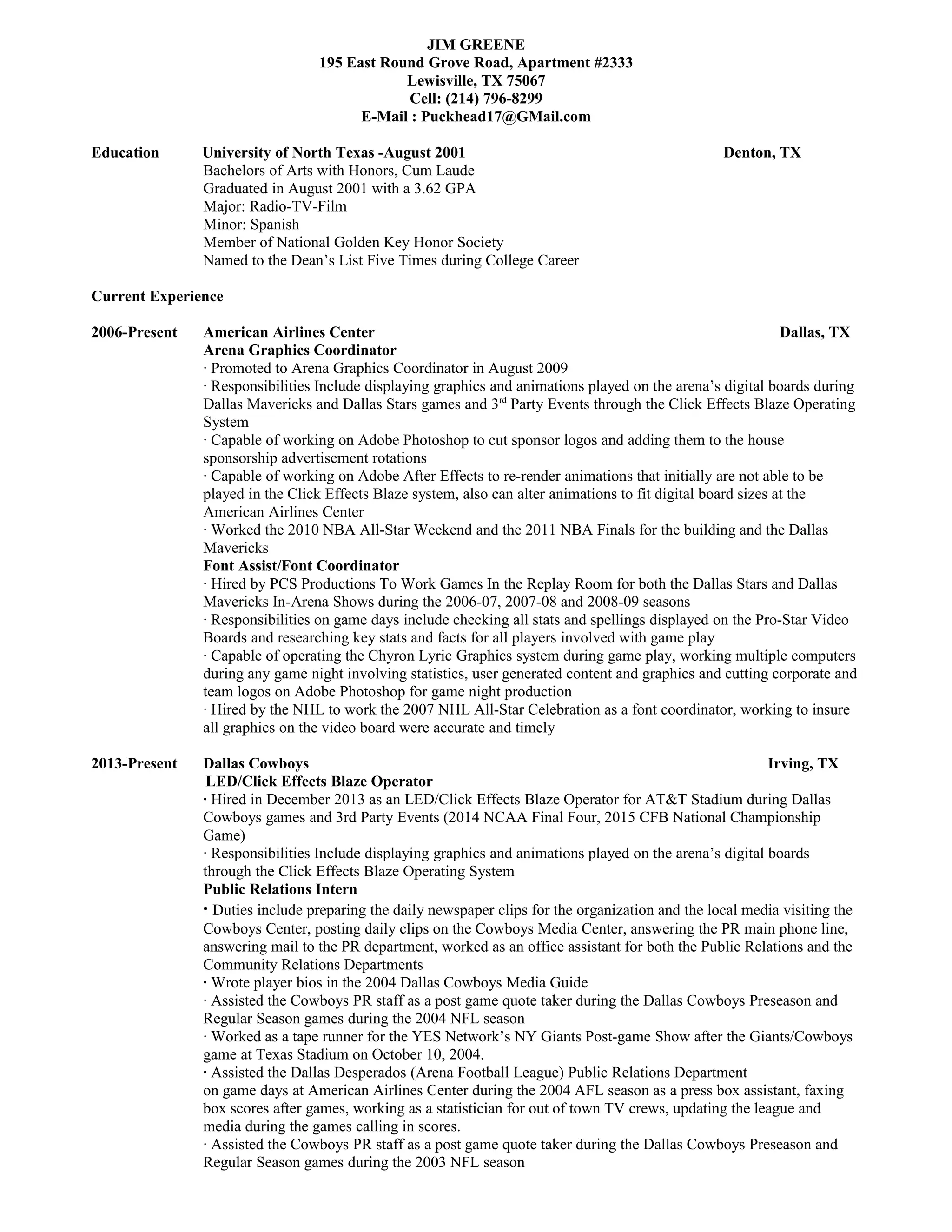 Jim Greene Resume | PDF