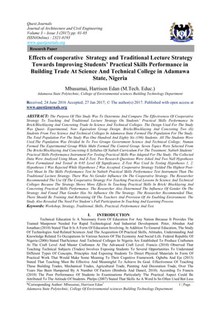 Effects of cooperative Strategy and Traditional Lecture Strategy Towards Improving Students ...