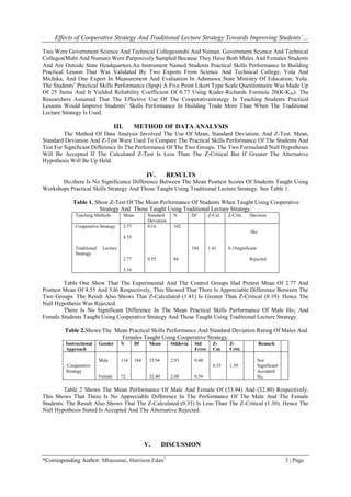 Effects of cooperative Strategy and Traditional Lecture Strategy ...
