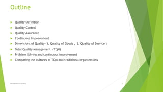 Management of Quality | PPTX | Business Operations | Business