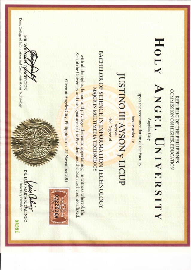 Justino Ayson III Diploma | PDF