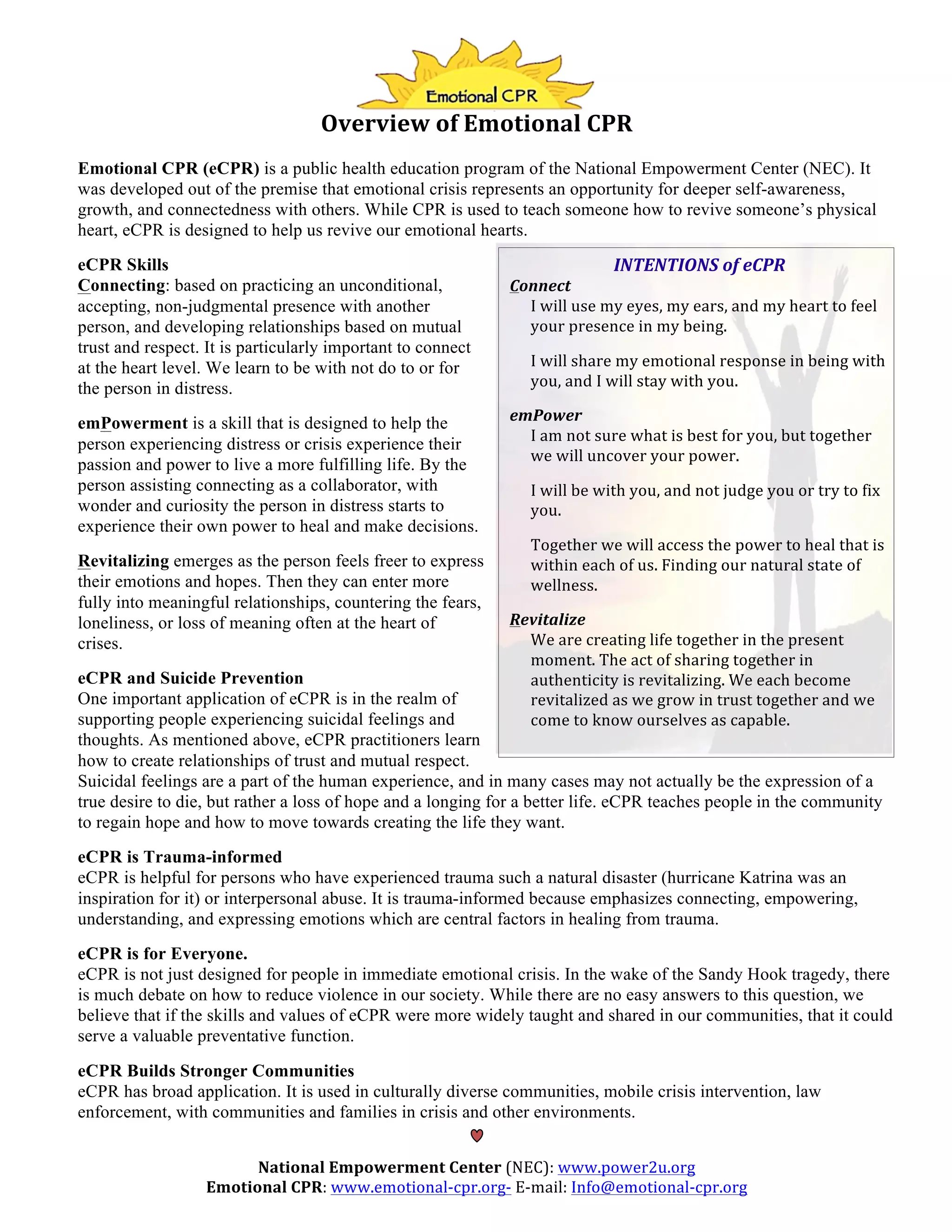 Overview of ECPR with 6 Intentions (Handout for workshops) | PDF