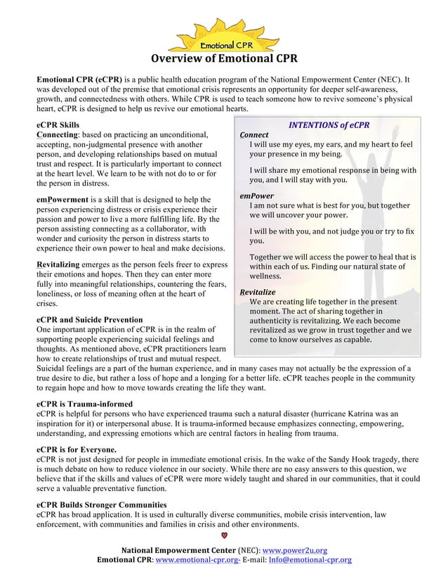 Overview of ECPR with 6 Intentions (Handout for workshops) | PDF