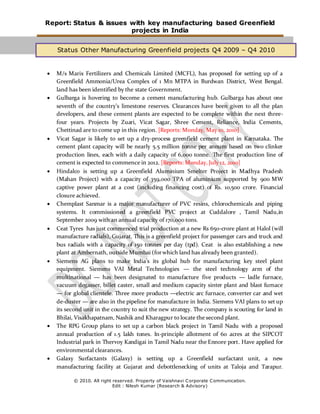 Greenfield projects manufacturing india status | DOCX
