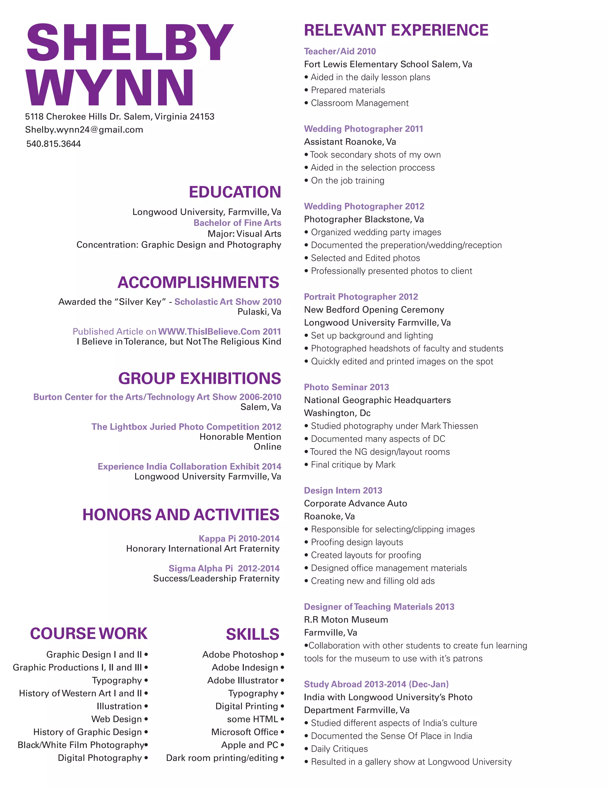 New Art Resume_Purple | PDF
