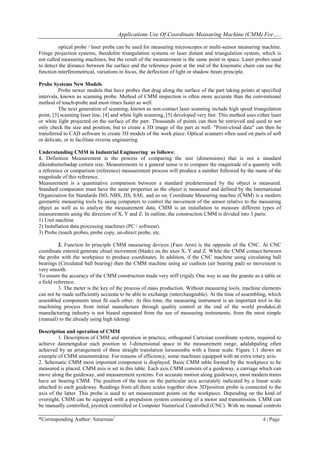 Applications Use of Coordinate Measuring Machine (CMM) for Measurement ...