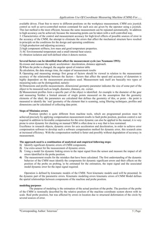 Applications Use of Coordinate Measuring Machine (CMM) for Measurement ...