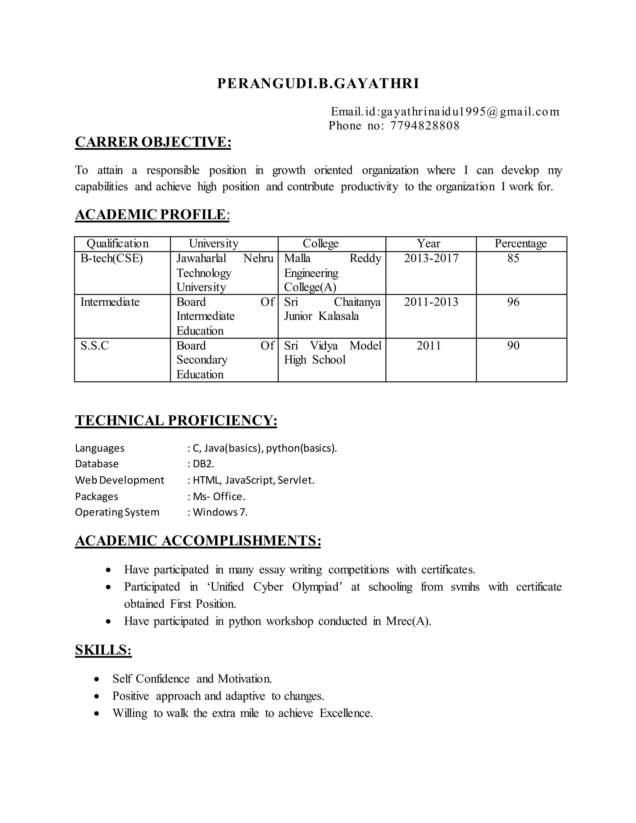 GAYATHRI CV | DOCX