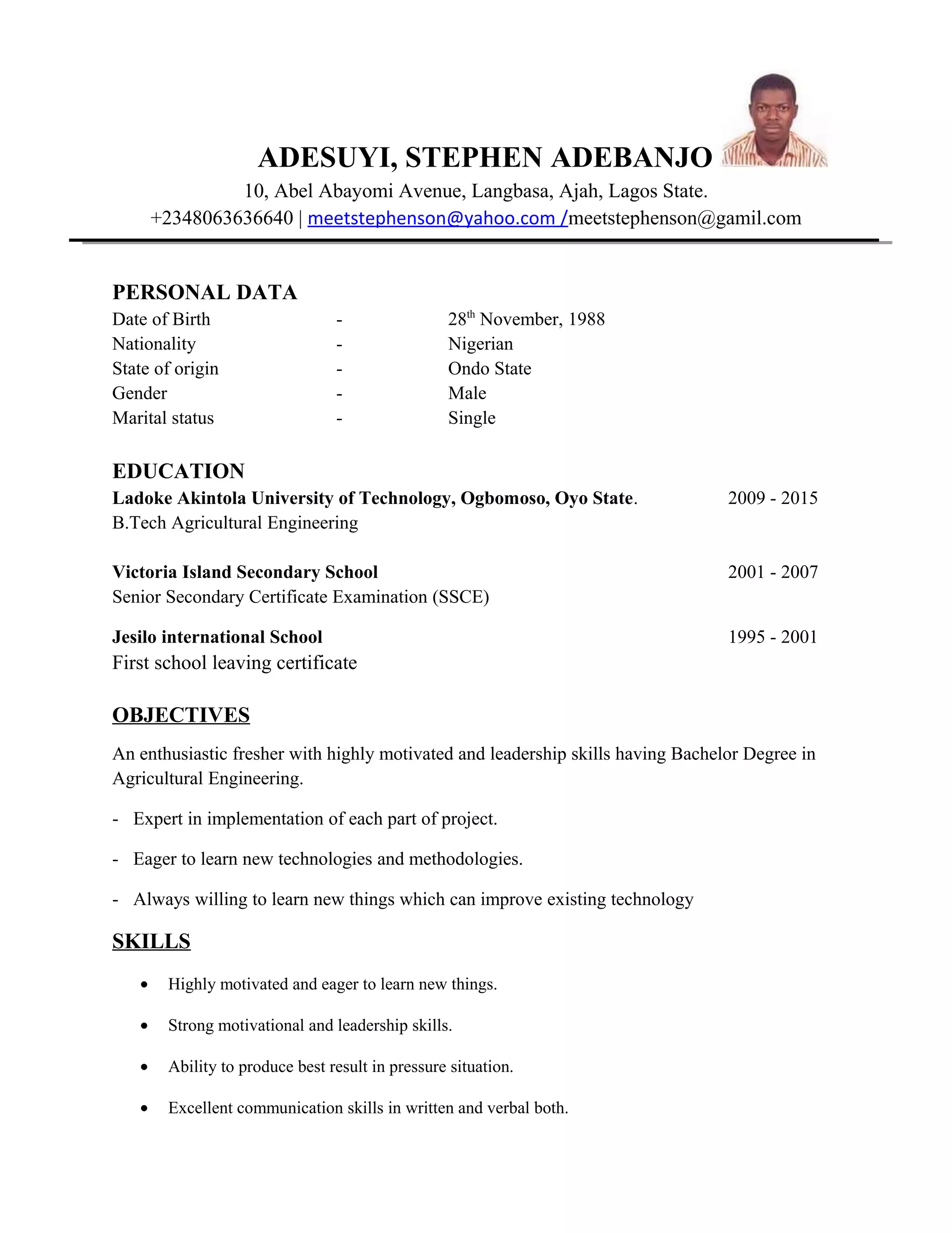 ADESUYI STEPHEN ADEBANJO CV. | DOC