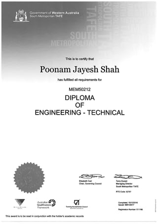 Poonam Allwright Dip of Tech Eng- 2016 | PDF