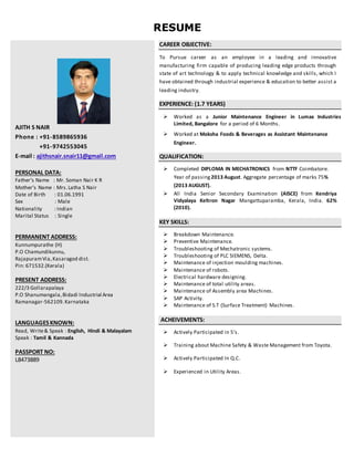 Ajith S Nair | DOCX | Robotics | Technology & Computing