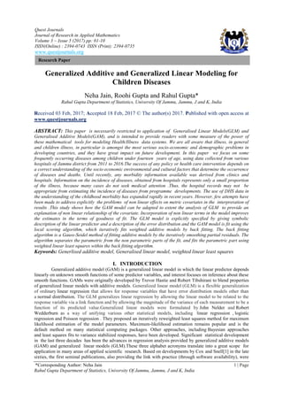 Generalized Additive and Generalized Linear Modeling for Children Diseases | PDF | Children\'s ...