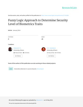 Fuzzy Logic and Biometrics Traits Evaluation_AJOCICT | PDF
