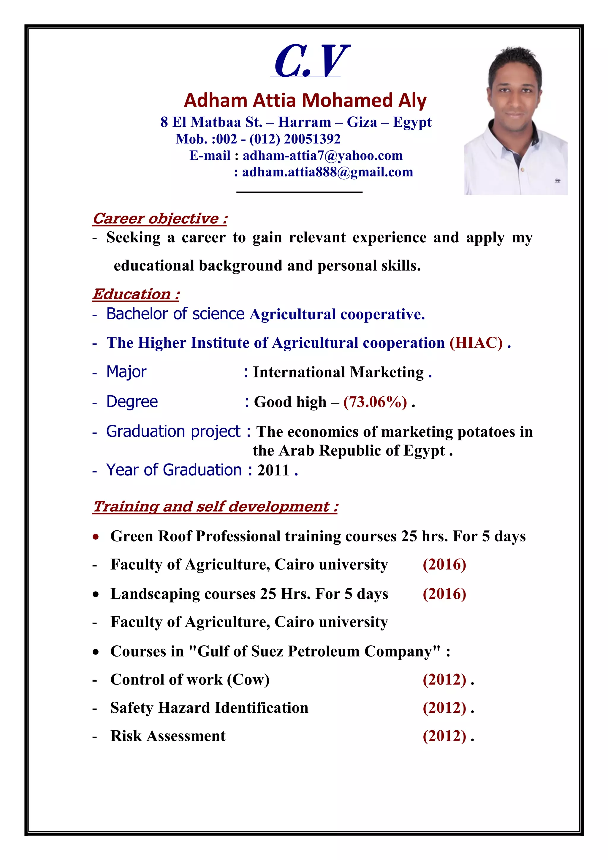CV Adham | PDF | Agriculture | Industries