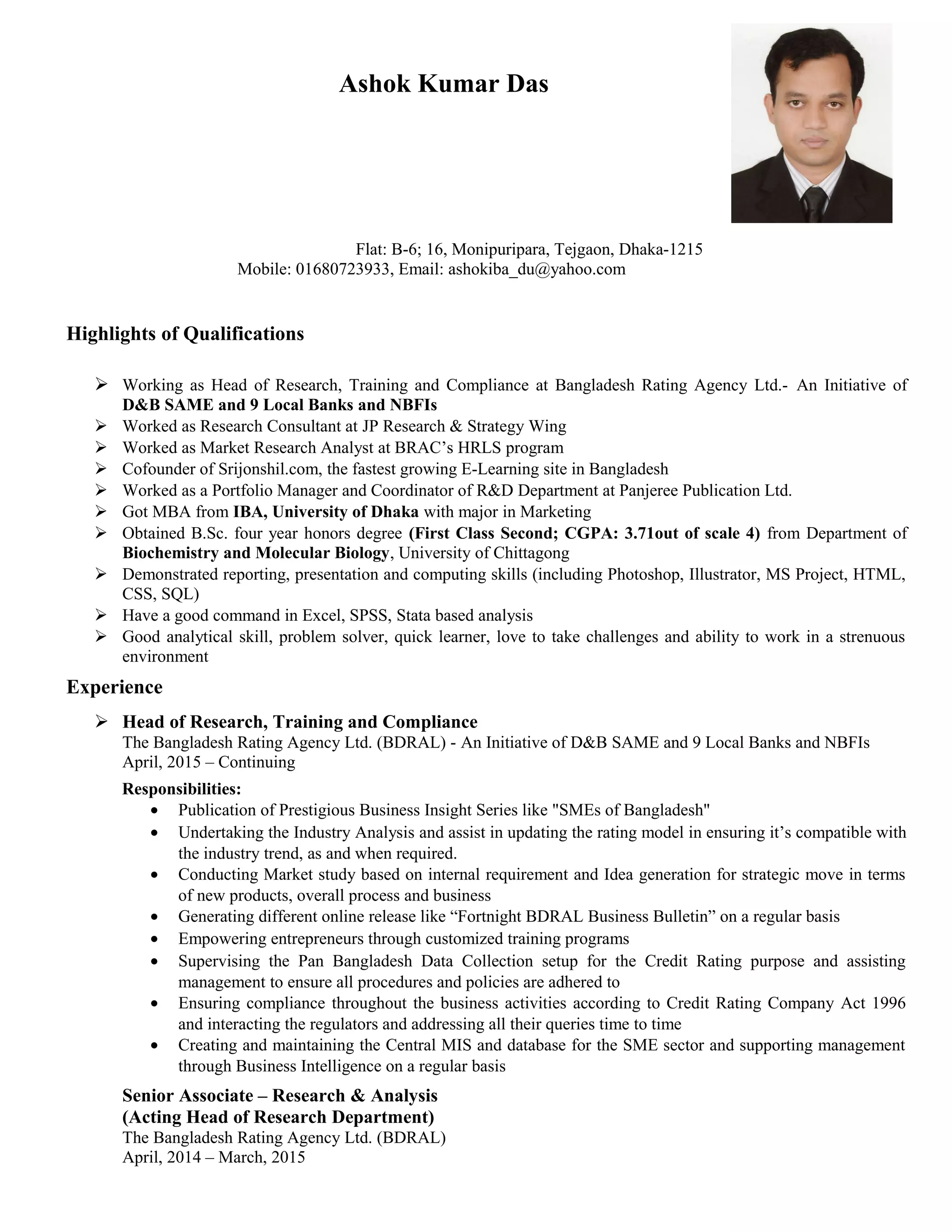 CV, Ashok Kumar Das | PDF