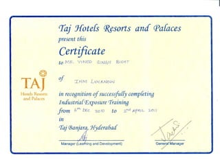 TAJ CERTIFICATE | PDF