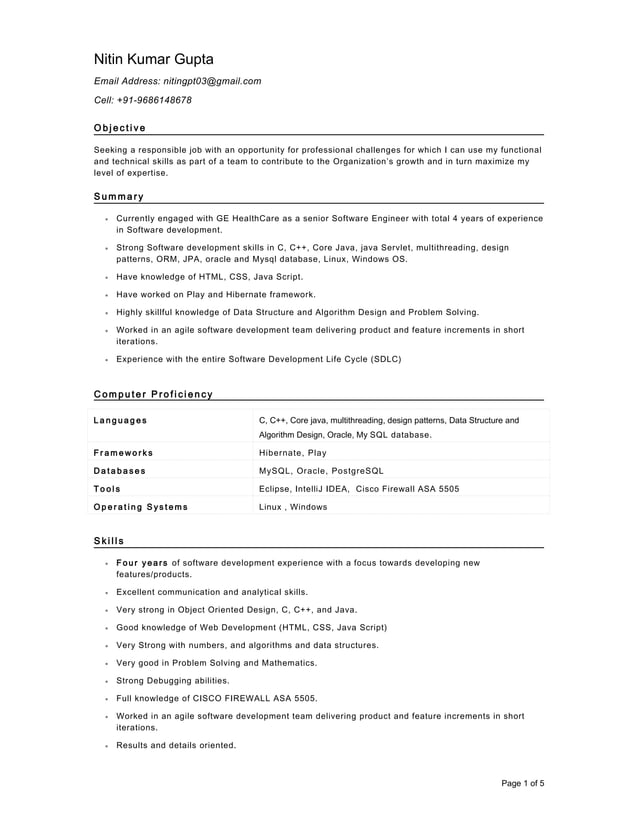 Nitin Resume Java | PDF