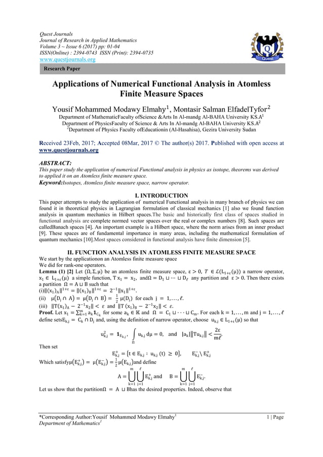 Applications Of Numerical Functional Analysis In Atomless Finite