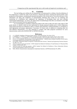Comparison of The Experimental TBP Curve with Results of Empirical ...