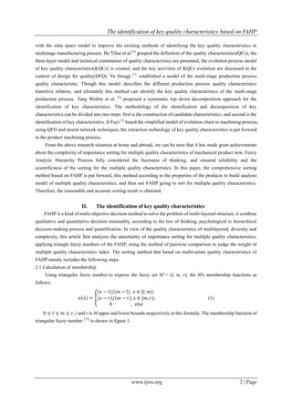The identification of key quality characteristics based on FAHP | PDF