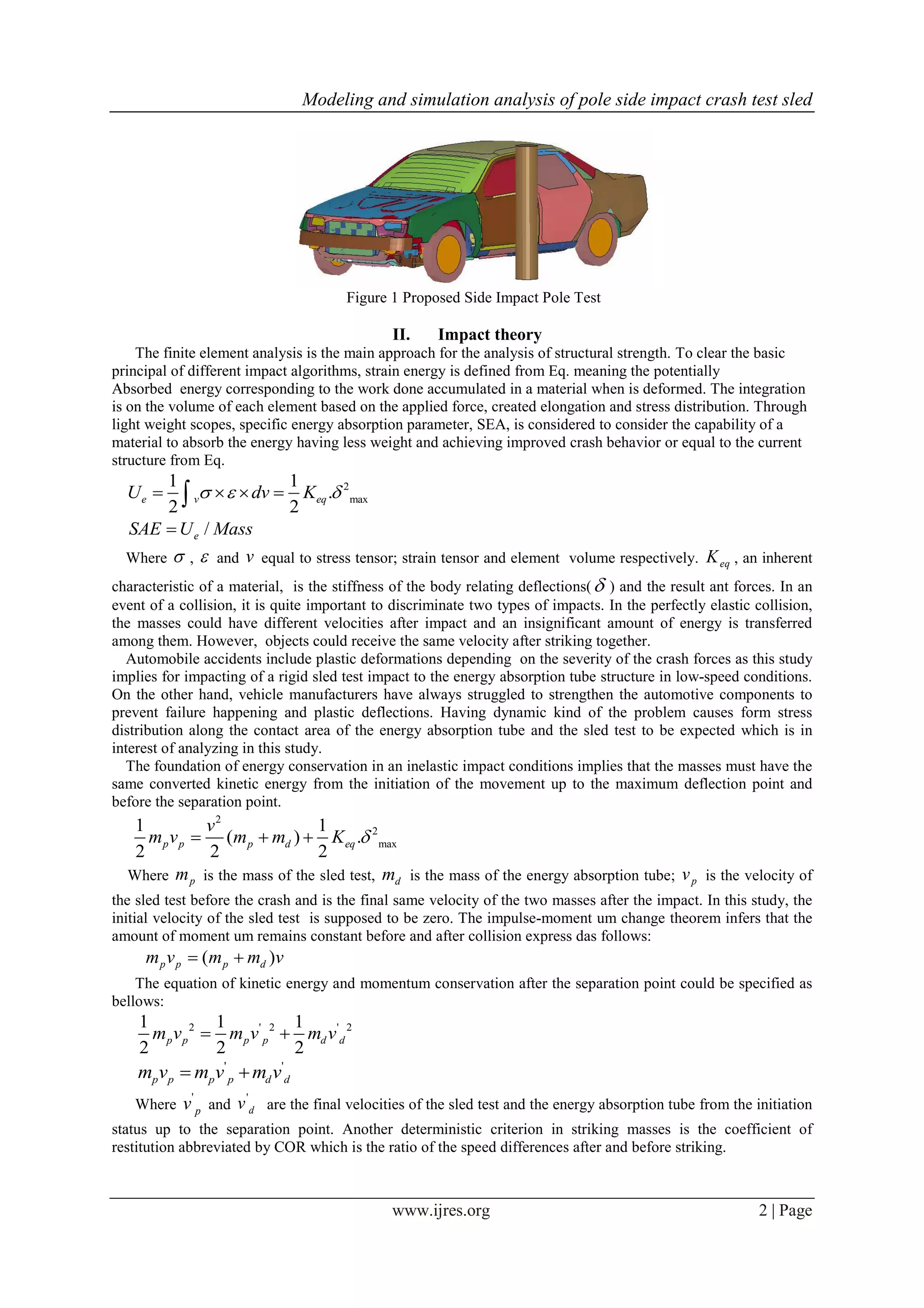 Modeling and simulation analysis of pole side impact crash test sled | PDF