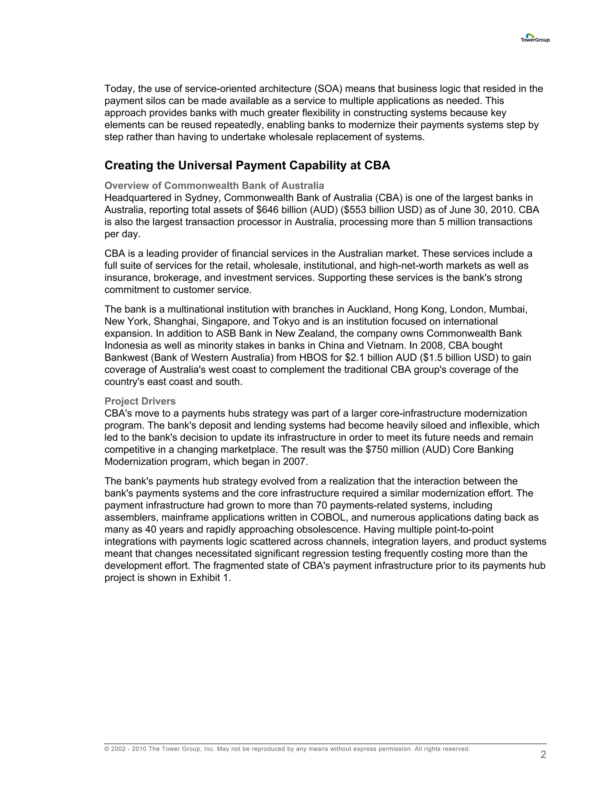 Tower Group Report - Payments | PDF