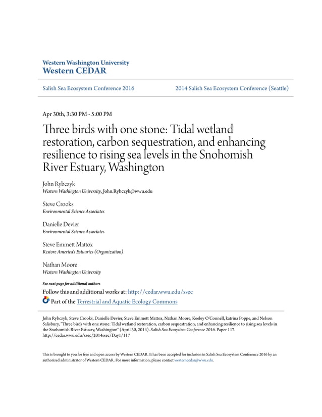 Three birds with one stone- Tidal wetland restoration carbon seq | PDF ...