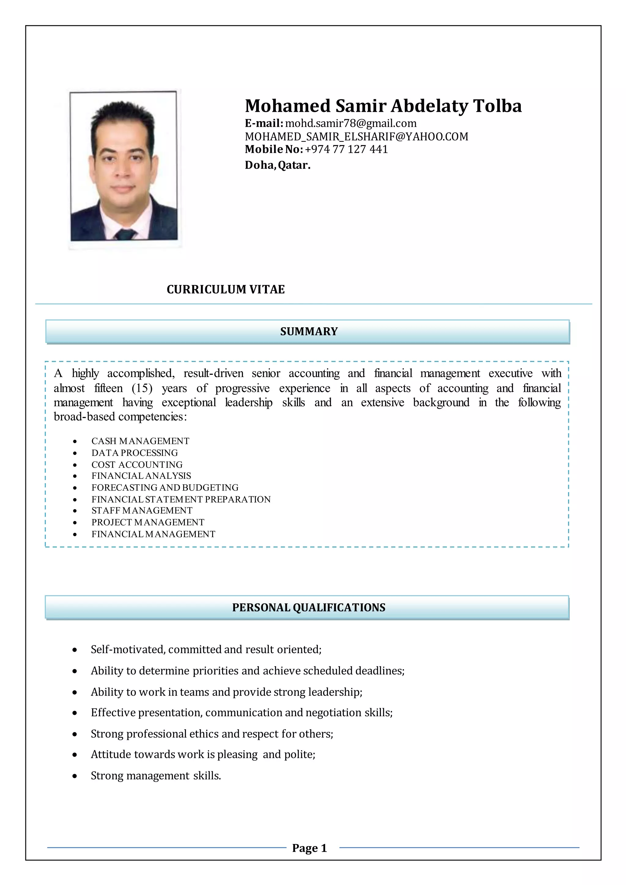 Mohamed Samir CV - update16 feb2016 | DOCX | Business Accounting & Finance | Business
