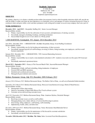 Stephanie_Saperstein- Resume 2015 | DOCX | Hospitality Industry ...