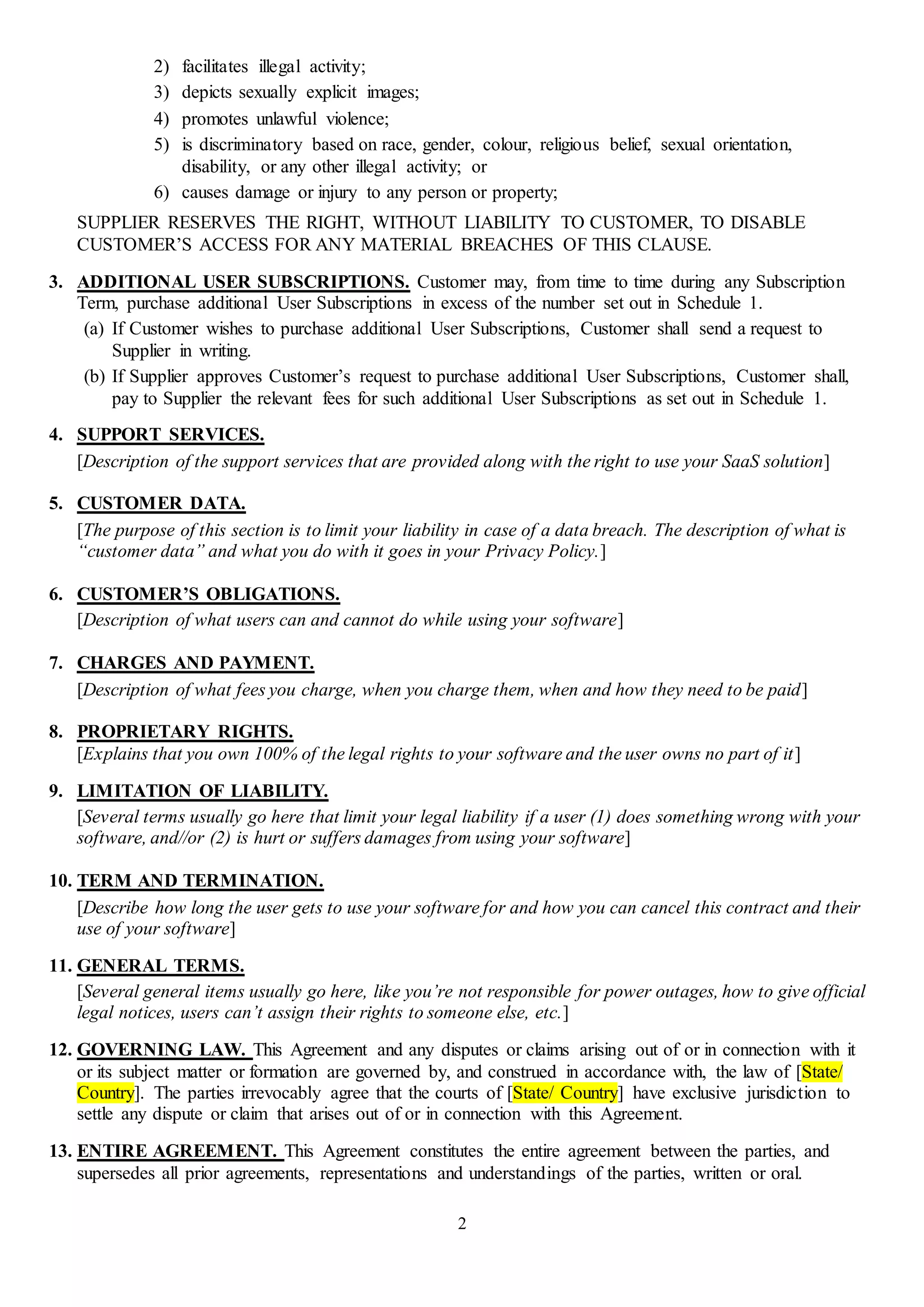 SaaS Agreement Sample | DOCX